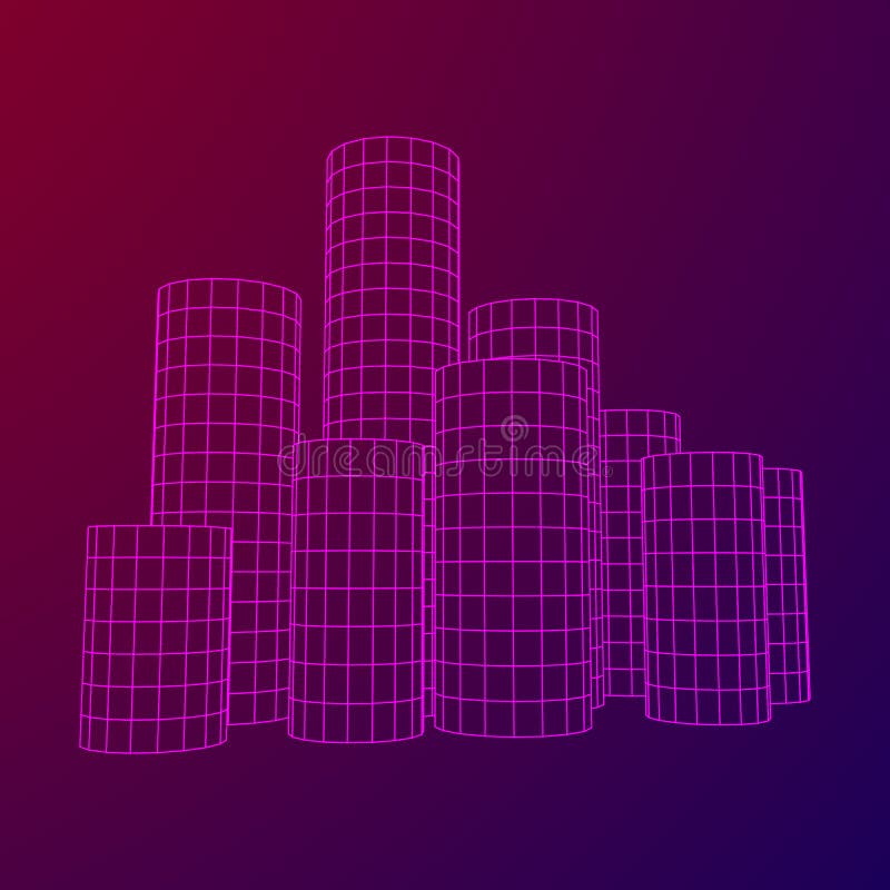 Mesh Cylinder City Array stock vector. Illustration of fractal - 106285064