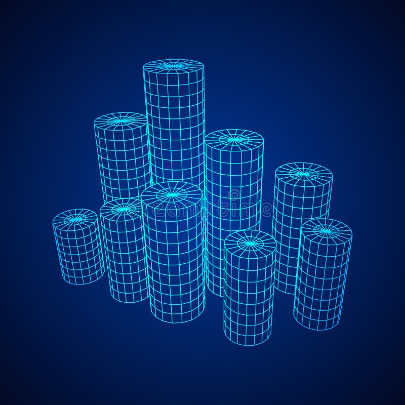 Mesh Cylinder City Array stock vector. Illustration of graphic - 105212717