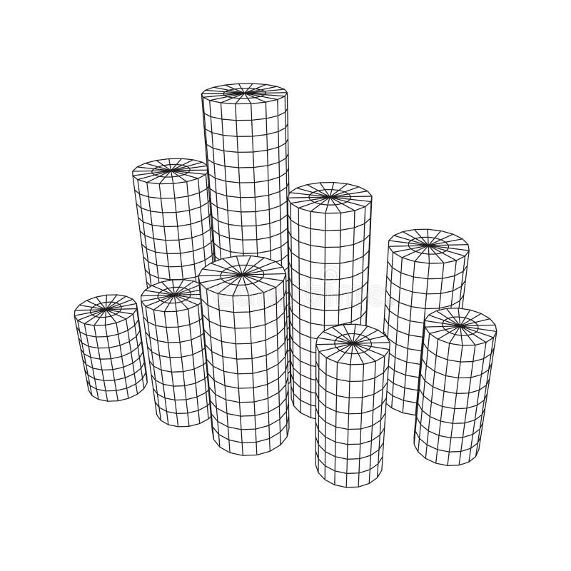 Mesh Cylinder City Array stock vector. Illustration of poly - 105327862