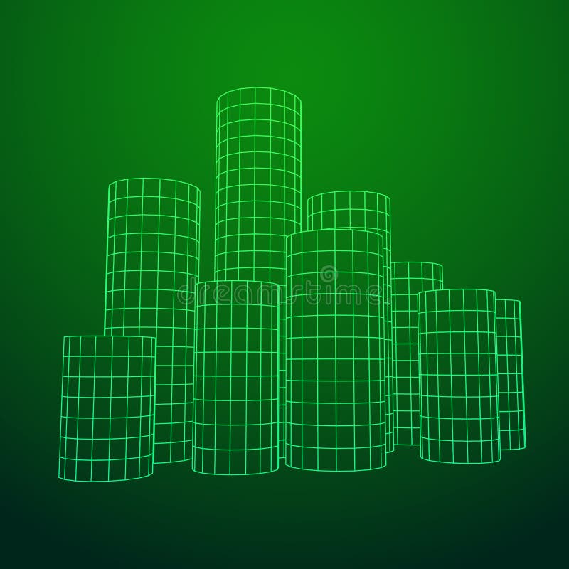 Mesh Cylinder City Array stock vector. Illustration of form - 105829193
