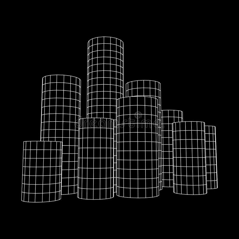 Mesh Cylinder City Array stock vector. Illustration of complex - 106158506