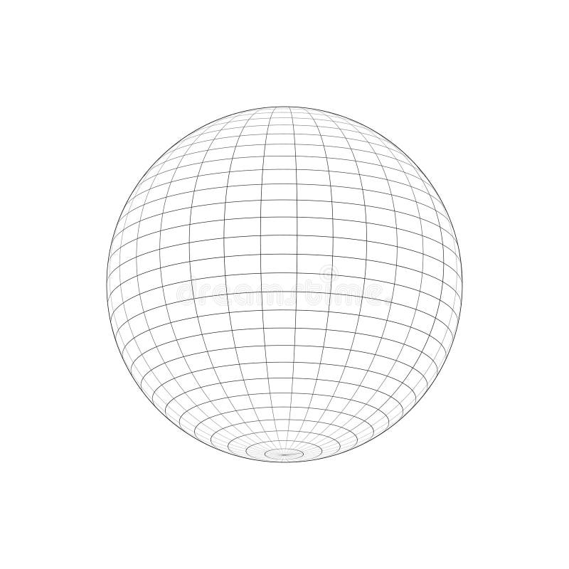 3D Sphere Wireframe Icon. Orb Model, Spherical Shape, Grid Ball ...