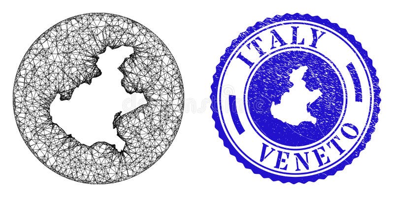 Mesh 2D Stencil Veneto Region Map and Distress Circle Stamp Seal Stock ...