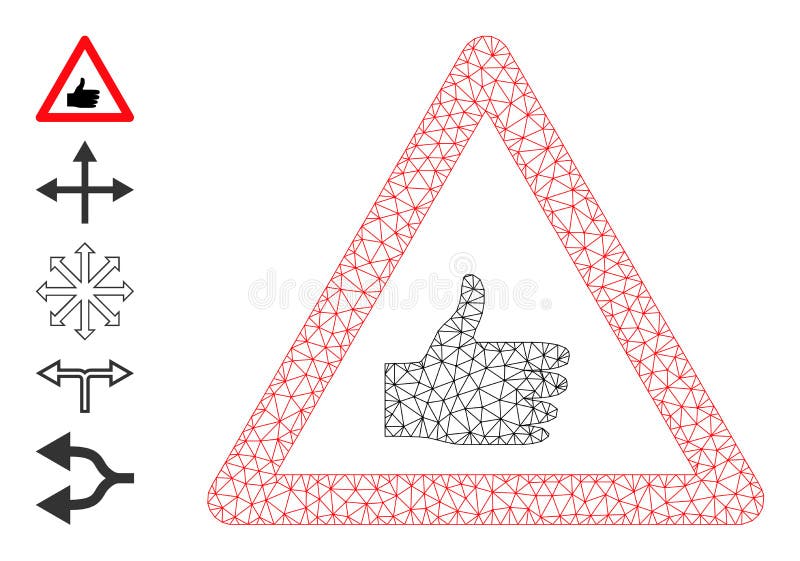 Mesh 2D Thumb Up Warning Icon Stock Vector - Illustration of thumb ...