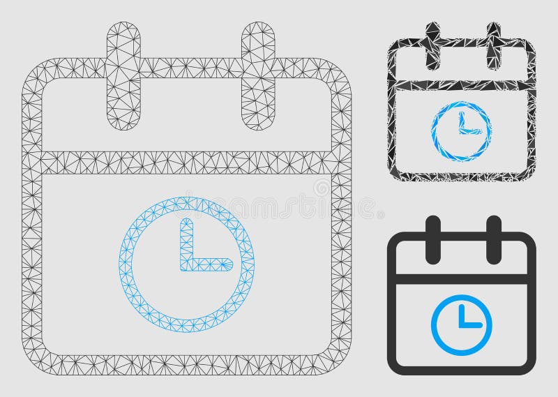 Day Time Vector Mesh Wire Frame Model and Triangle Mosaic Icon Stock ...
