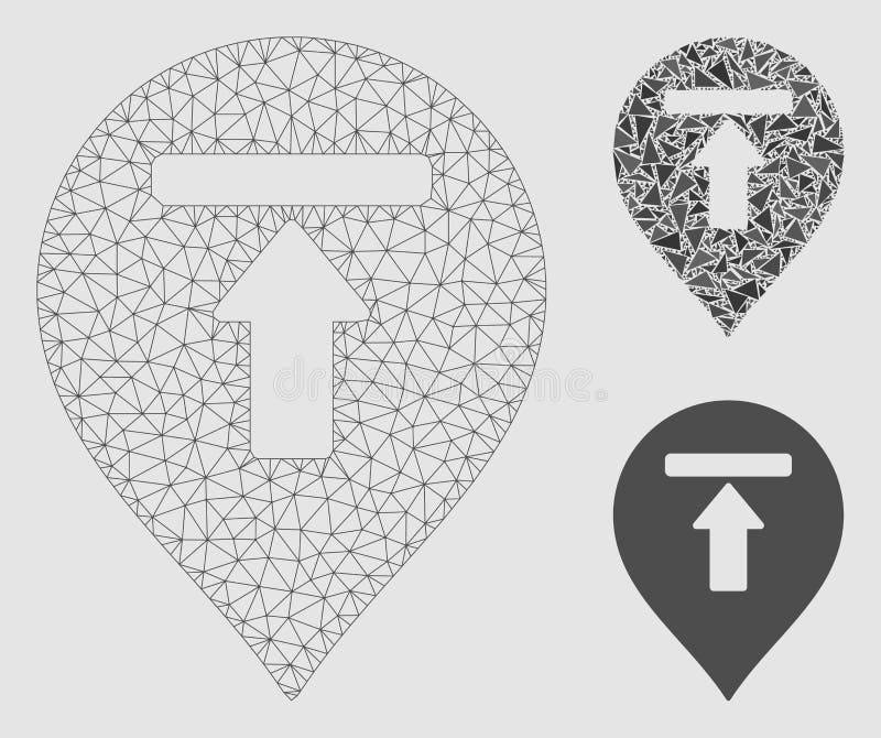 Dead End Marker Vector Mesh Wire Frame Model and Triangle Mosaic Icon ...
