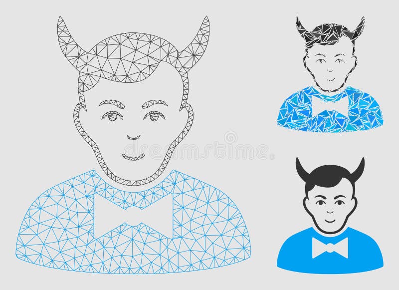 Devil Vector Mesh Network Model and Triangle Mosaic Icon Stock Vector ...
