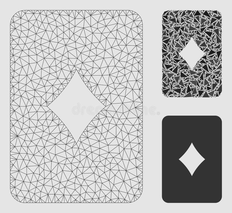Diamonds Playing Card Vector Mesh Wire Frame Model and Triangle Mosaic ...