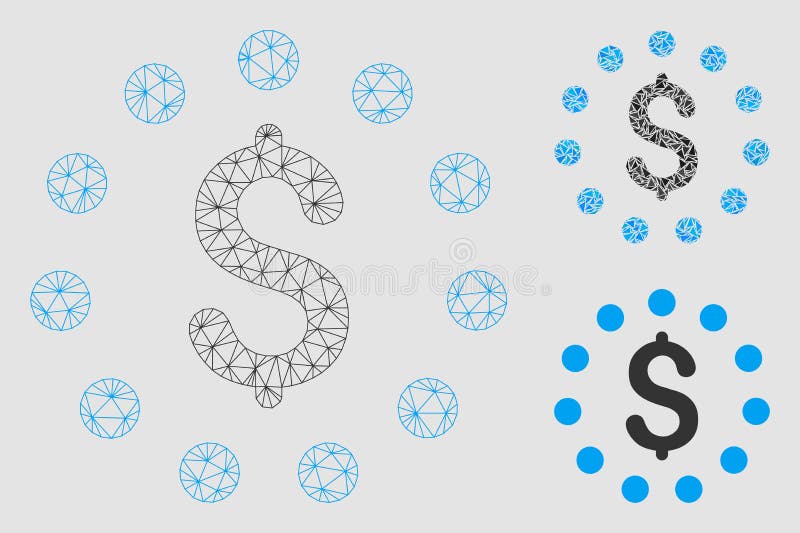 Dollar Sign Vector Mesh 2D Model and Triangle Mosaic Icon Stock Vector ...
