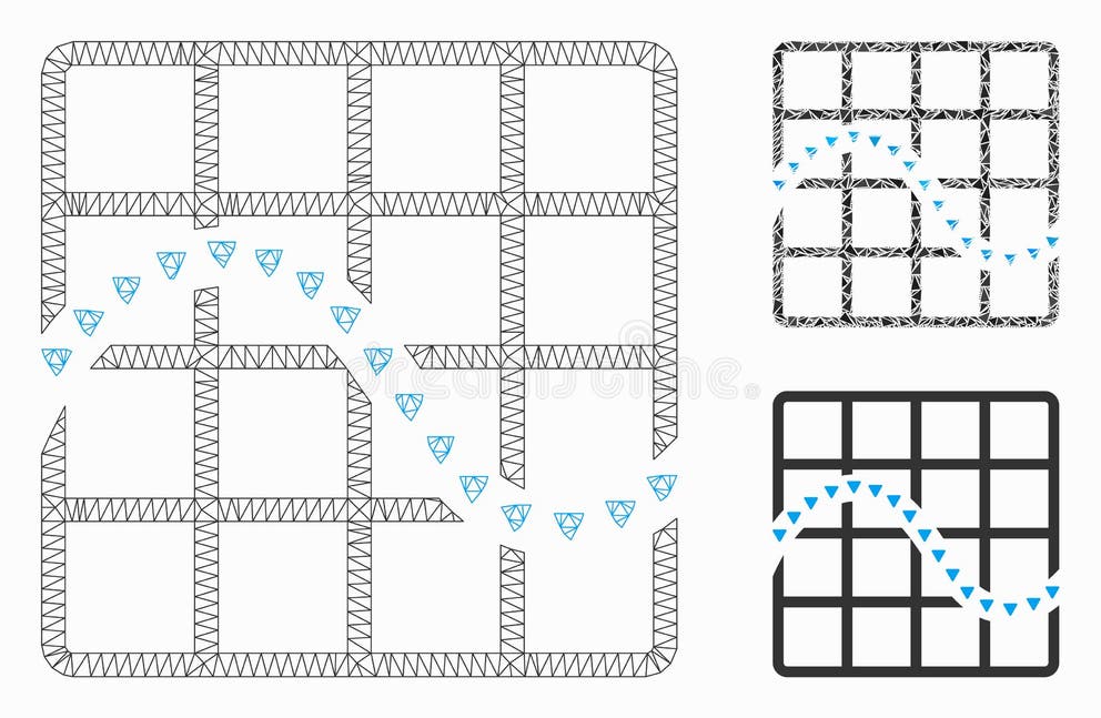 Dotted Function Chart Vector Mesh 2d Model And Triangle Mosaic Icon