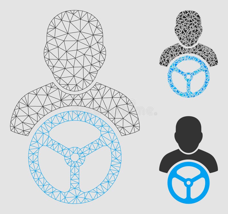 Driver Vector Mesh 2D Model and Triangle Mosaic Icon Stock Vector ...
