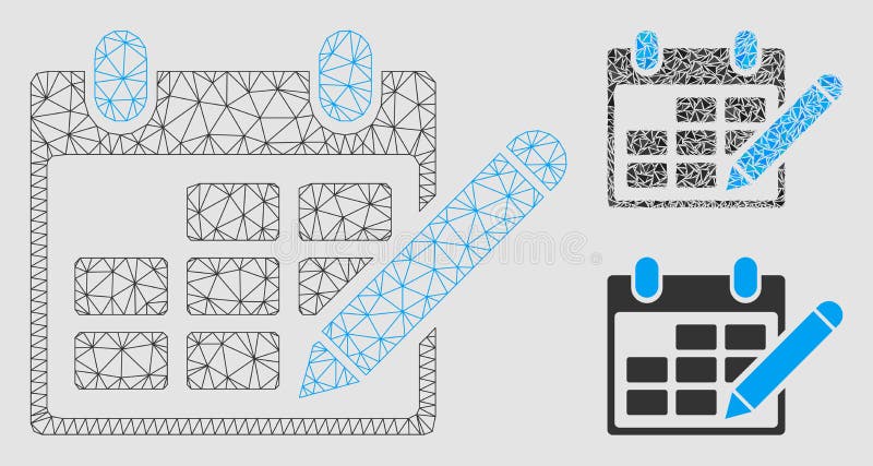 Edit Calendar Table Vector Mesh Wire Frame Model And Triangle Mosaic Icon Stock Vector
