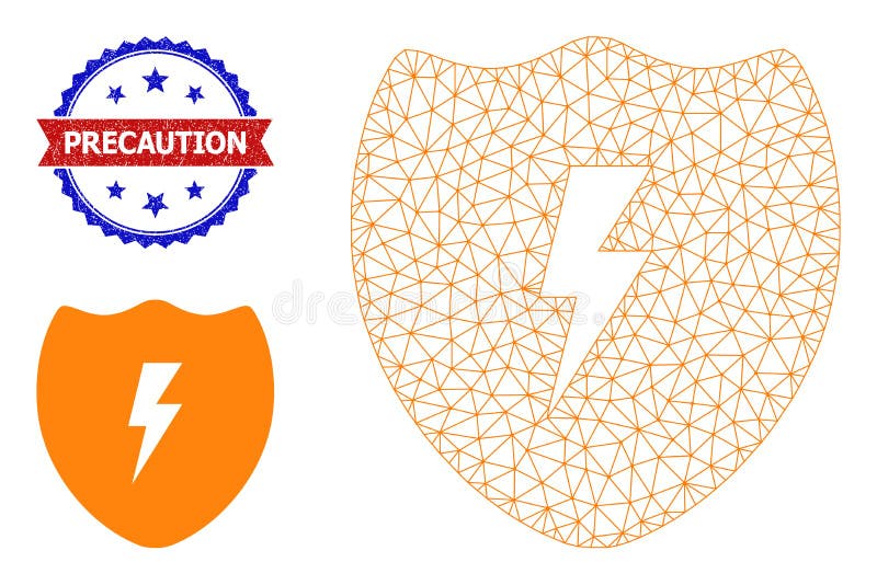Triangle Mesh Electric Shield Icon and Unclean Bicolor Precaution ...