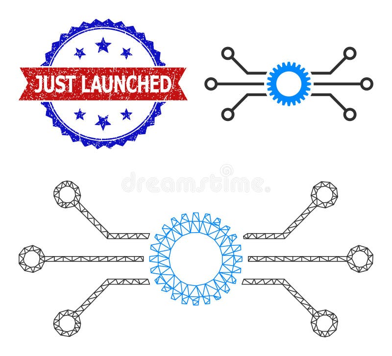 Triangular Mesh Electronic Gear Icon and Distress Bicolor Just Launched ...