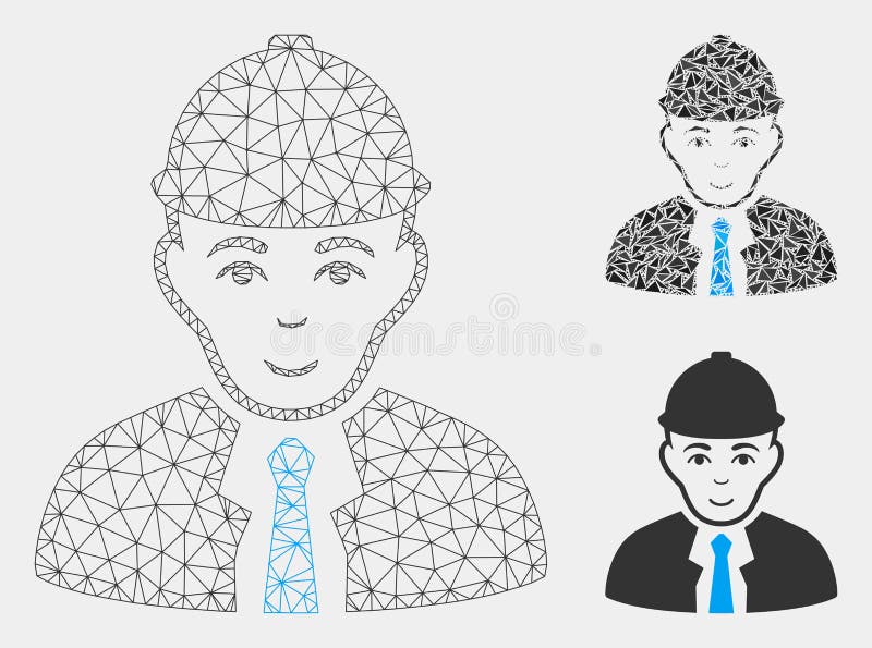 Engineer Vector Mesh 2D Model and Triangle Mosaic Icon Stock Vector ...