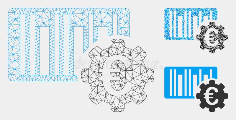 Euro Barcode Setup Vector Mesh Network Model and Triangle Mosaic Icon ...
