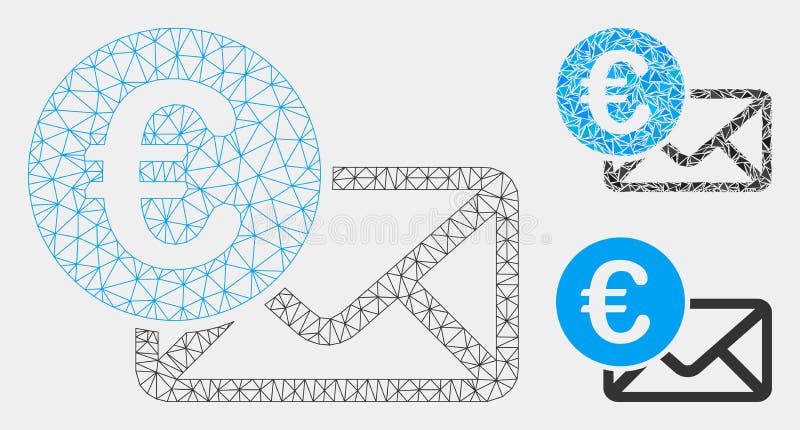 Euro Message Vector Mesh 2D Model and Triangle Mosaic Icon Stock Vector ...