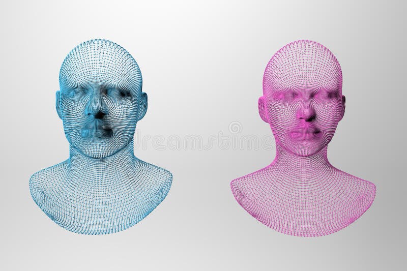 Mesh of the Faces of Man and Woman in 3D Stock Illustration ... Mesh of the Faces of Man and Woman in 3D Stock Illustration ...