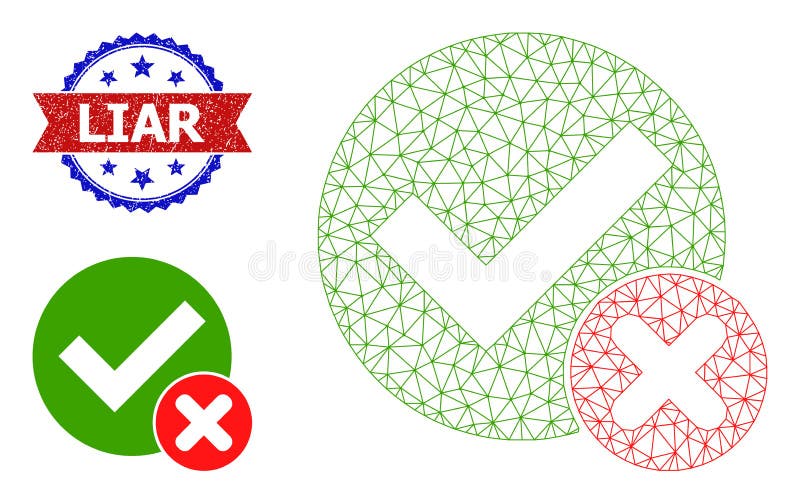 Triangular Mesh False Positive Icon and Textured Bicolor Liar Watermark ...