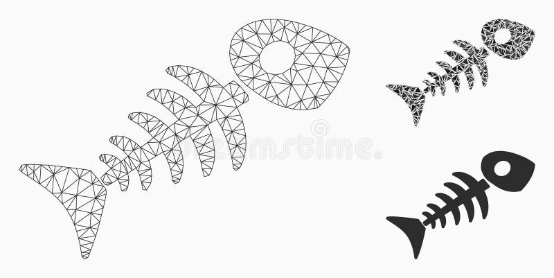 Fish Skeleton Vector Mesh Wire Frame Model and Triangle Mosaic Icon ...