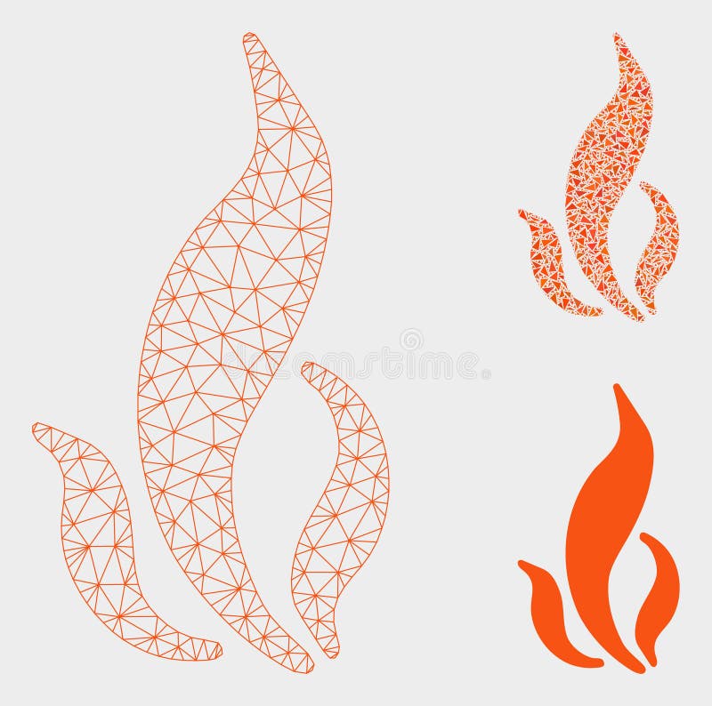 Flame Vector Mesh Carcass Model and Triangle Mosaic Icon Stock Vector ...