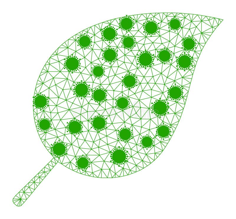Floral Leaf Triangulated Mesh Pictogram with Pathogen Nodes Stock ...