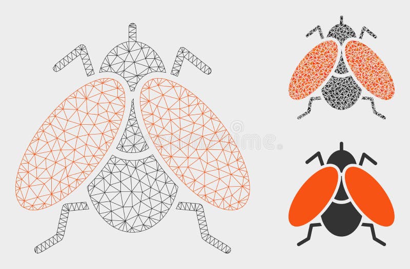 Fly Vector Mesh 2D Model and Triangle Mosaic Icon Stock Vector ...