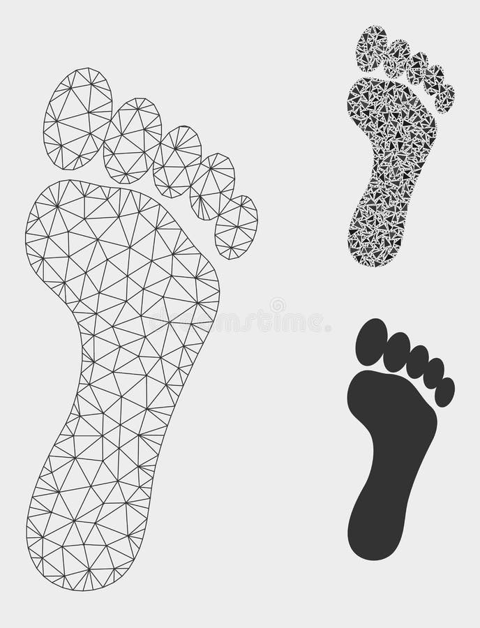Footprint Vector Mesh Network Model and Triangle Mosaic Icon Stock ...