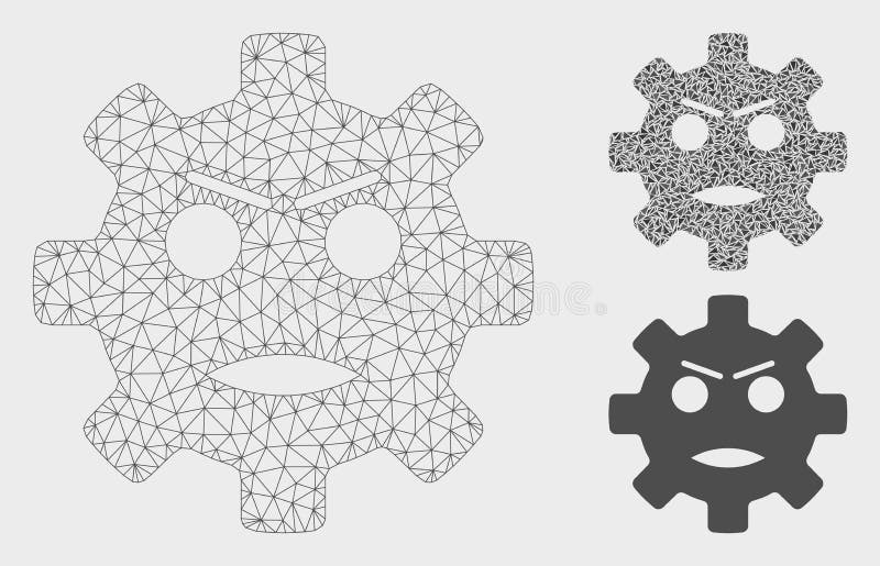 Gear Angry Smiley Vector Mesh Carcass Model and Triangle Mosaic Icon ... Gear Angry Smiley Vector Mesh Carcass Model and Triangle Mosaic Icon ...