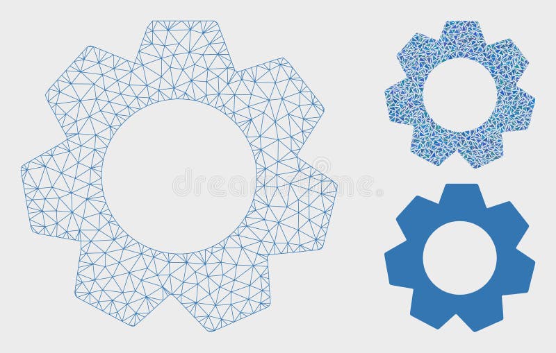 Gear Vector Mesh Wire Frame Model and Triangle Mosaic Icon Stock Vector ...