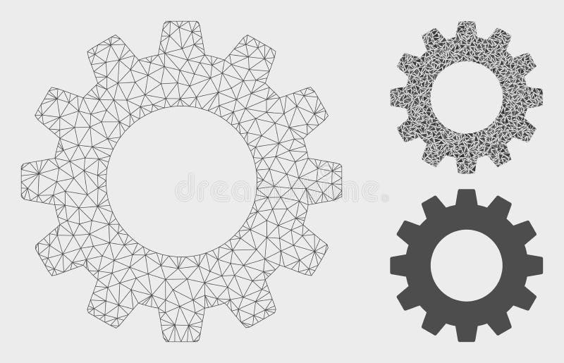 Gear Vector Mesh 2D Model and Triangle Mosaic Icon Stock Vector ...