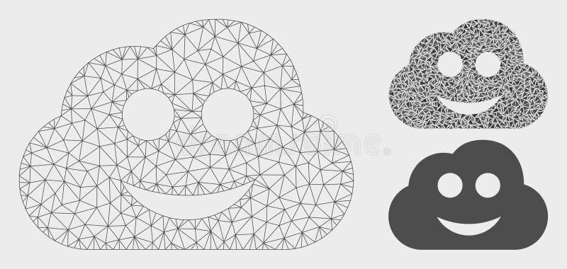 Glad Cloud Vector Mesh Wire Frame Model and Triangle Mosaic Icon Stock ...