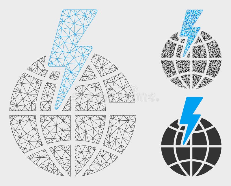 Global Shock Vector Mesh Network Model and Triangle Mosaic Icon Stock ...