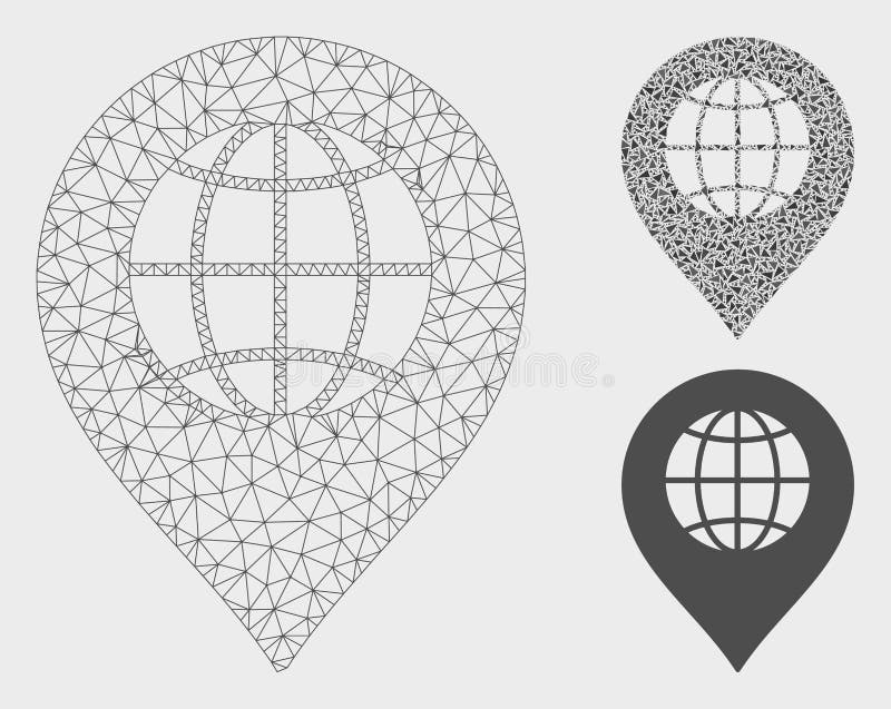 Globe Marker Vector Mesh 2D Model and Triangle Mosaic Icon Stock Vector ...