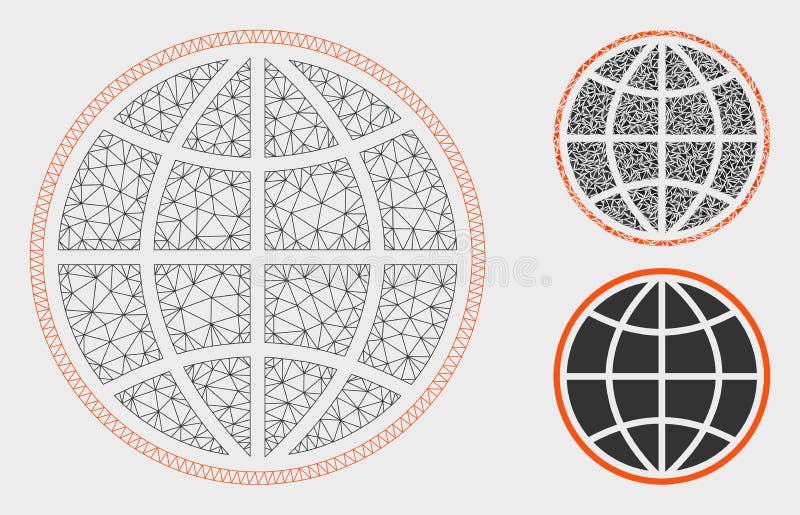 Globe Vector Mesh 2D Model and Triangle Mosaic Icon Stock Vector ...