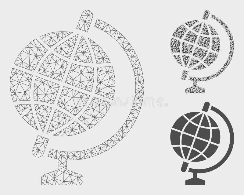 Globe Vector Mesh 2D Model and Triangle Mosaic Icon Stock Vector ...