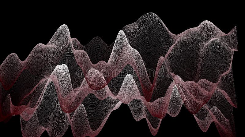 Mesh Grid of Particles in High Waves Abstract Black Background Stock ...