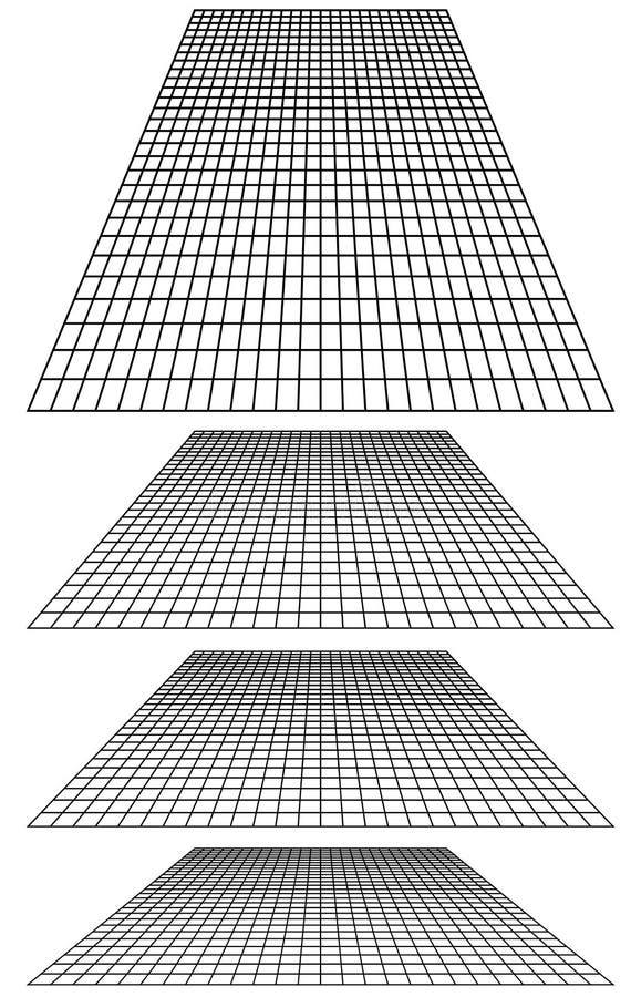 Mesh, Grid in Perspective Vanish, Diminish To Distant Horizon. Virtual ...