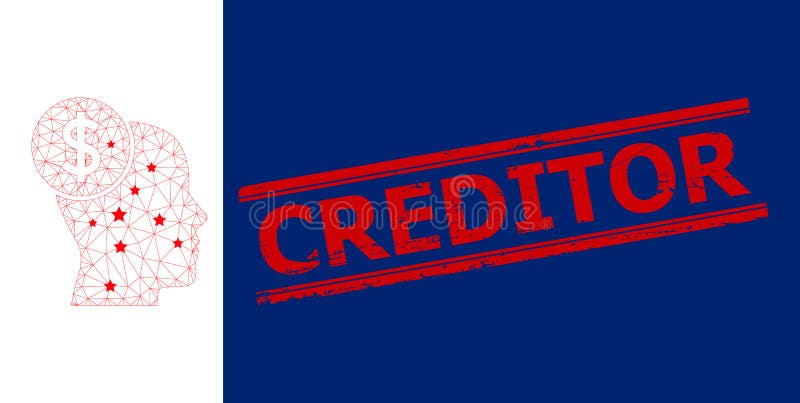 Creditor Scratched Seal and Head Banking Polygonal Mesh Stock Vector ...