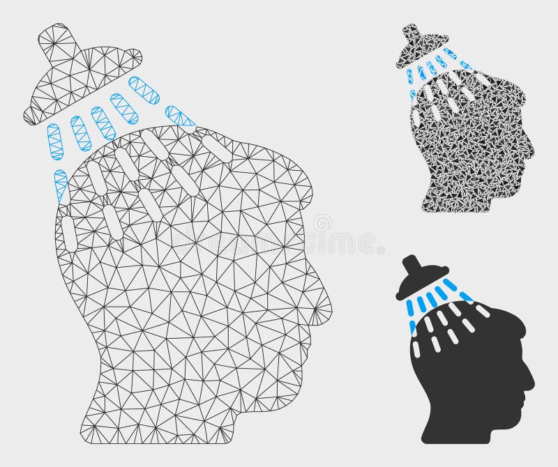 Head Shower Vector Mesh Network Model and Triangle Mosaic Icon Stock ...