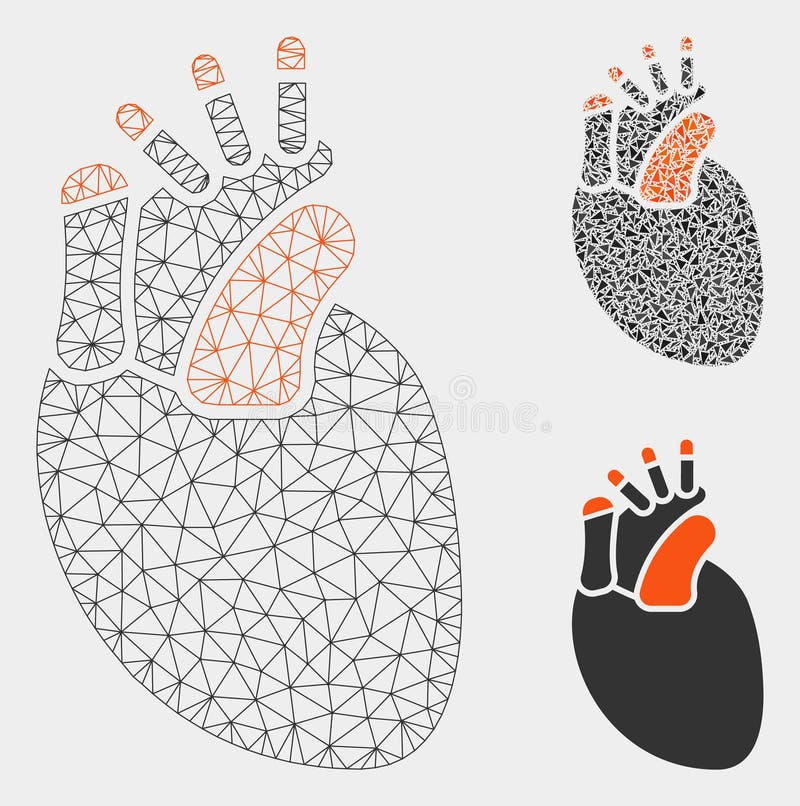 Heart Vector Mesh 2D Model and Triangle Mosaic Icon Stock Vector ...