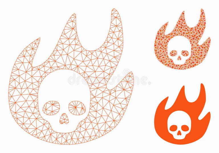 Hell Fire Vector Mesh Wire Frame Model and Triangle Mosaic Icon Stock ...