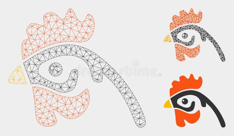 Hen Head Vector Mesh Carcass Model and Triangle Mosaic Icon Stock ...