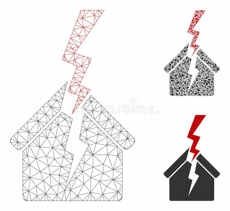 House Break Vector Mesh Wire Frame Model and Triangle Mosaic Icon Stock ...