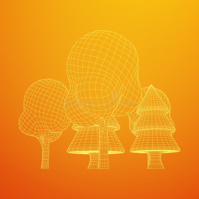 Mesh Image of Trees. Low Poly Background Stock Vector - Illustration of ...