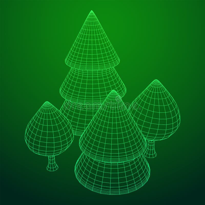 Mesh Image of Trees. Low Poly Background Stock Vector - Illustration of ...