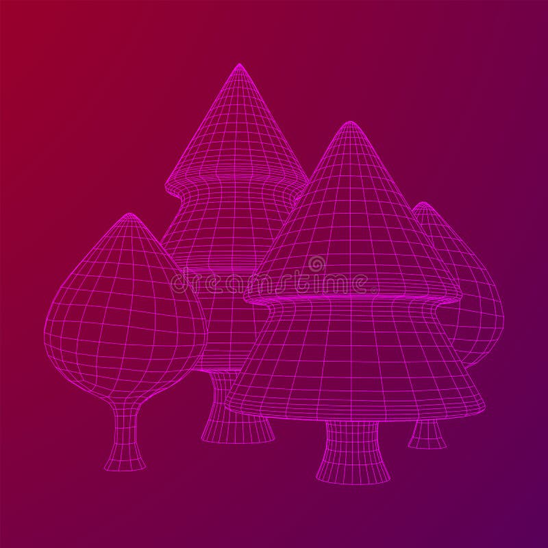 Mesh Image of Trees. Low Poly Background Stock Vector - Illustration of ...