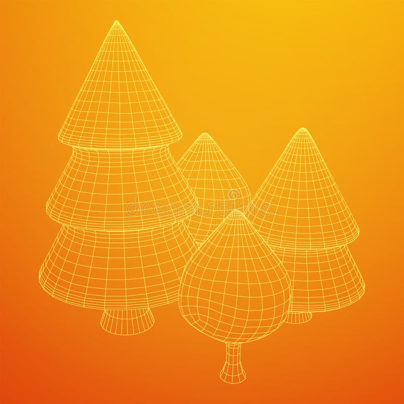 Mesh Image of Trees. Low Poly Background Stock Vector - Illustration of ...