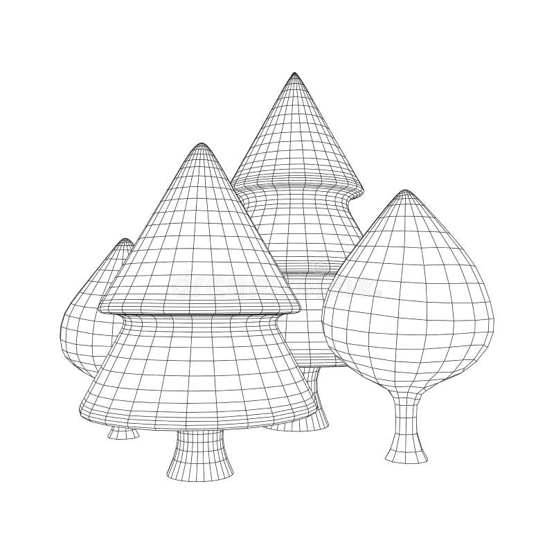 Mesh Image of Trees. Low Poly Background Stock Vector - Illustration of ...