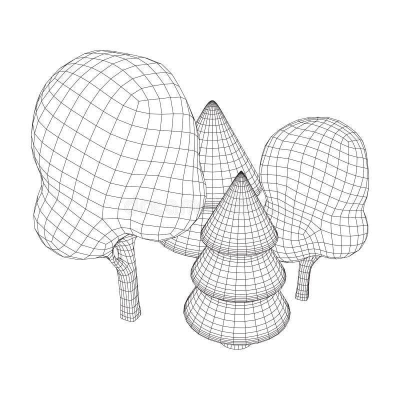 Mesh Image of Trees. Low Poly Background Stock Vector - Illustration of ...